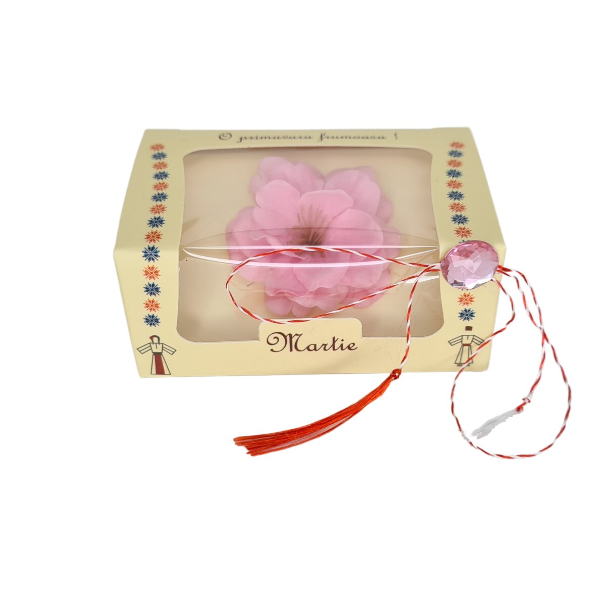 Floare de cires din sapun in cutie galbena cu motive traditionale si ...