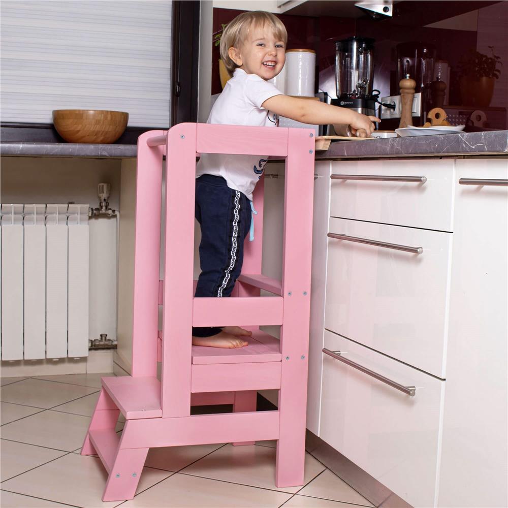 Turn de invatare inaltator multifunctional de bucatarie din lemn ...