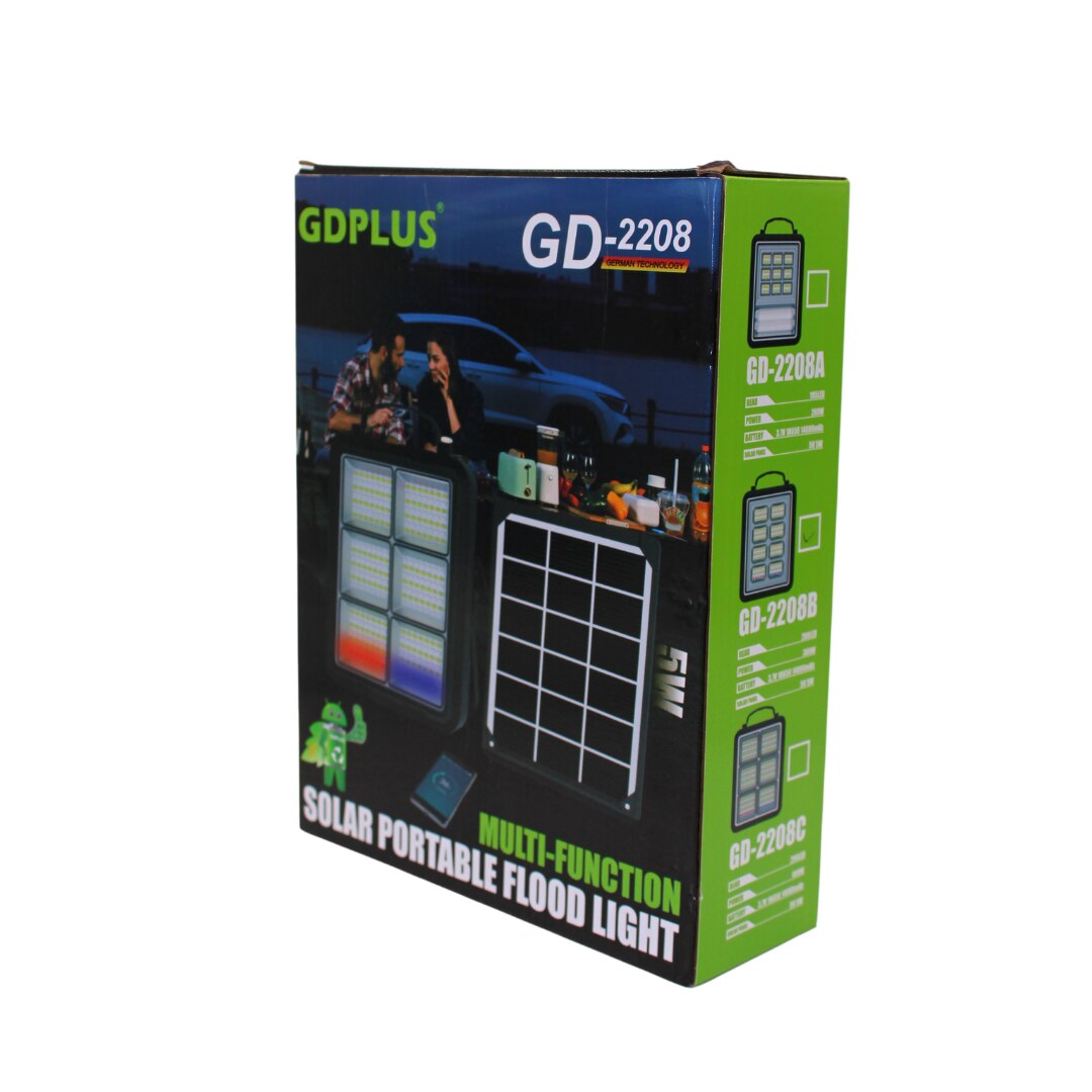 Proiector solar GD PLUS - 2208, SMD cu 200 de LED-uri, 300W, acumulator ...