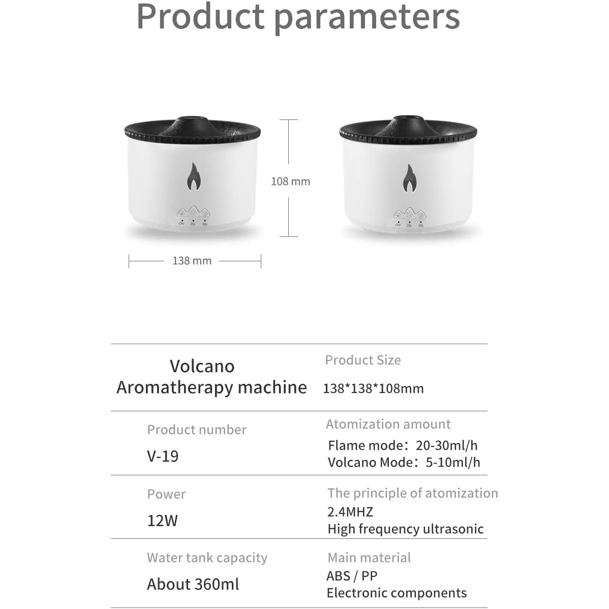 Difuzor pentru uleiuri esentiale, Ultrasunete, 360 ml, Efect vulcan ...