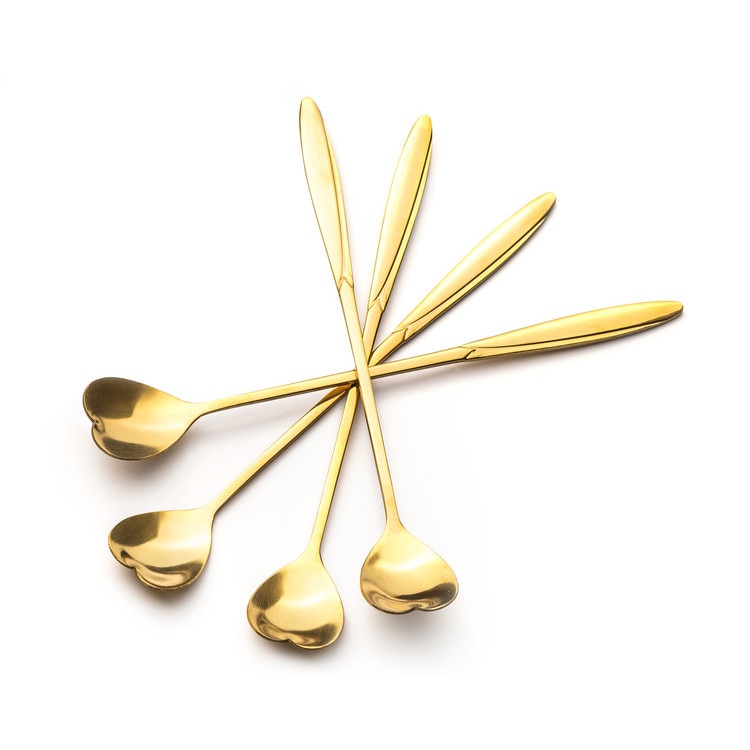 Set de 4 lingurite in forma de inima, Gadget Master, Inox, Auriu - eMAG.ro