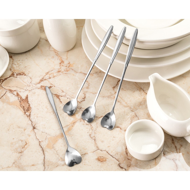 Set de 4 lingurie in forma de inima, Gadget Master, Inox, Argintiu ...