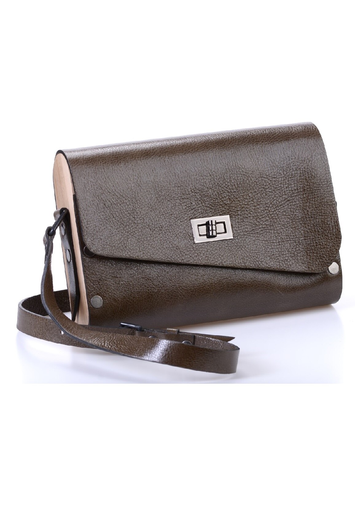 Geanta dama din piele naturala si lemn, lucrata manual, Katy, Handmade ...