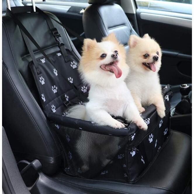 Scaun auto pentru caine/pisica, Mufart, textil, cu buzunar si centura ...