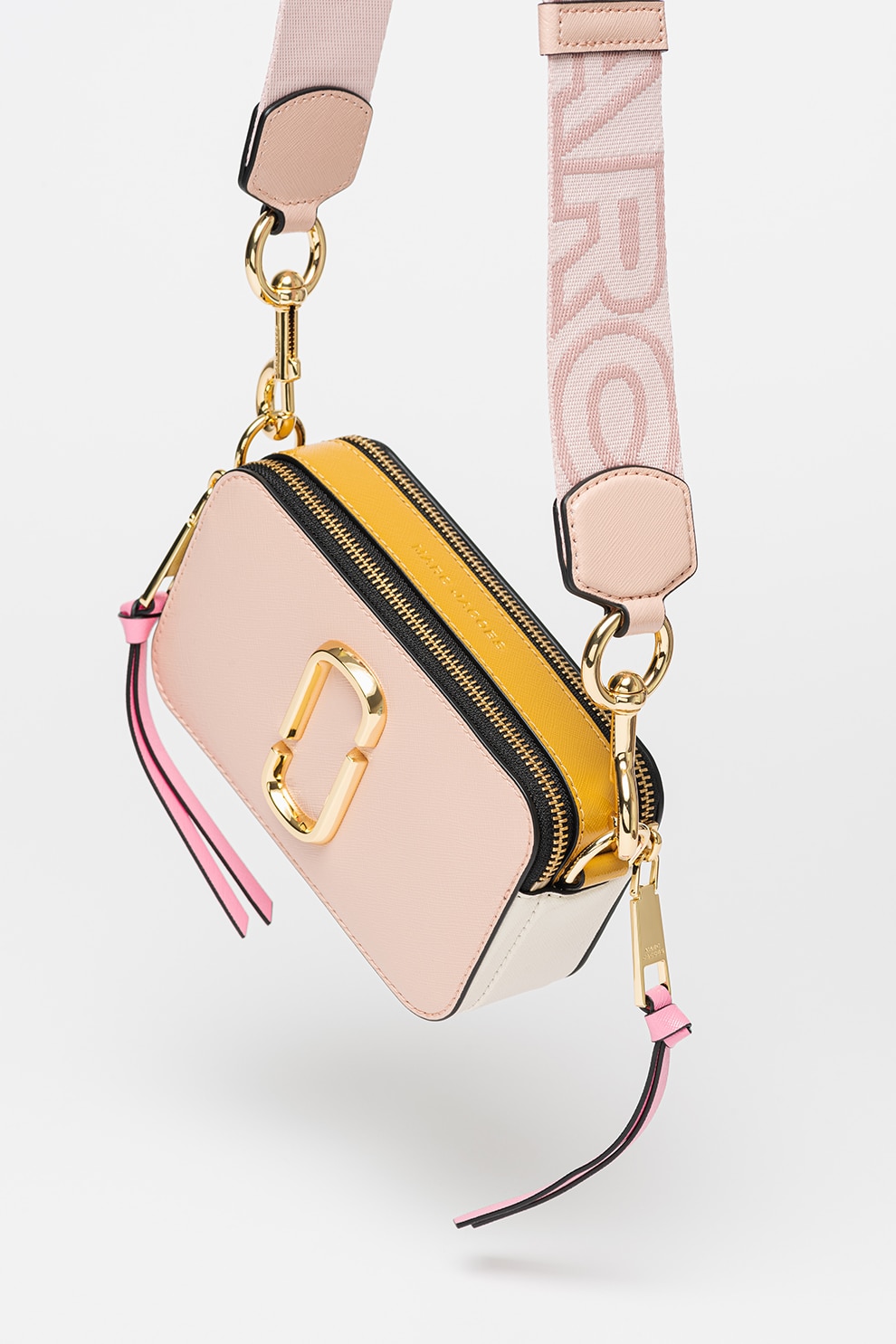 Marc Jacobs, Geanta crossbody din piele The Snapshot, Galben, Roz - eMAG.ro