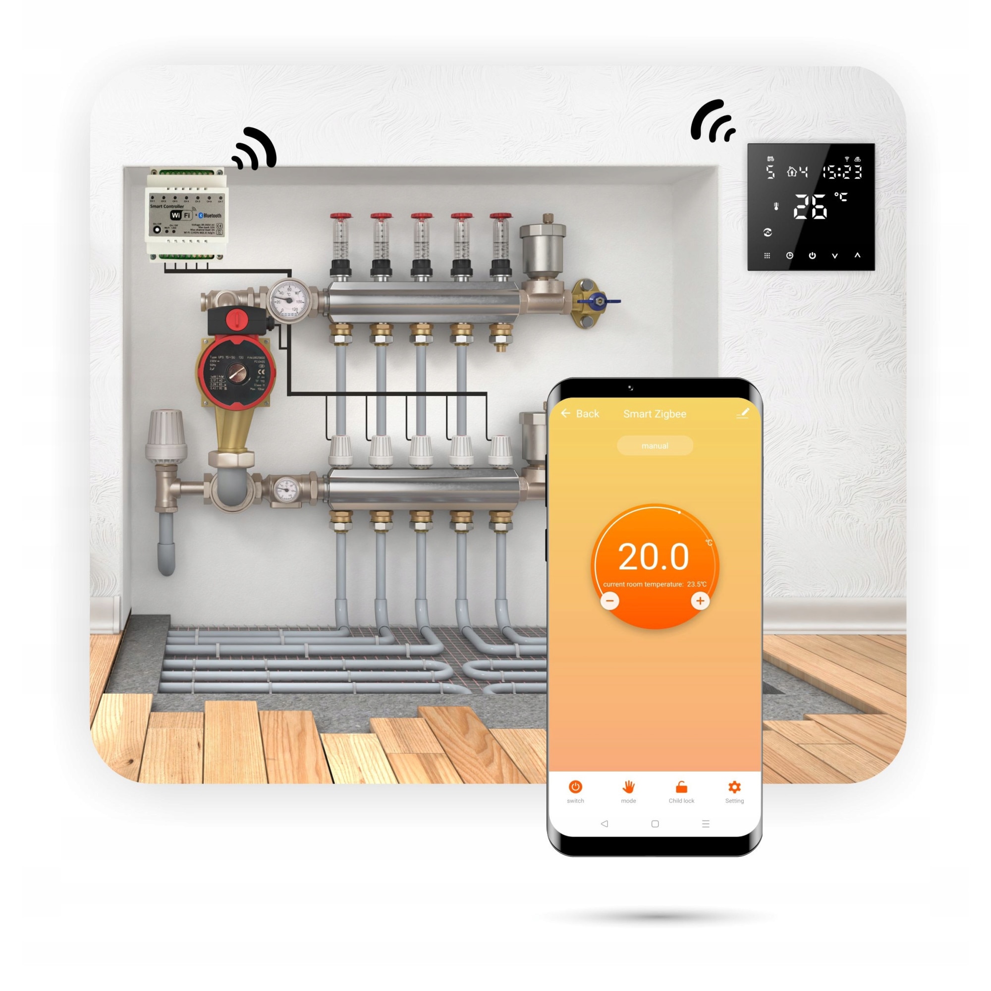 Termostat de camera, Automat-on, WiFi, TUYA 3A, PRO2, Negru - eMAG.ro
