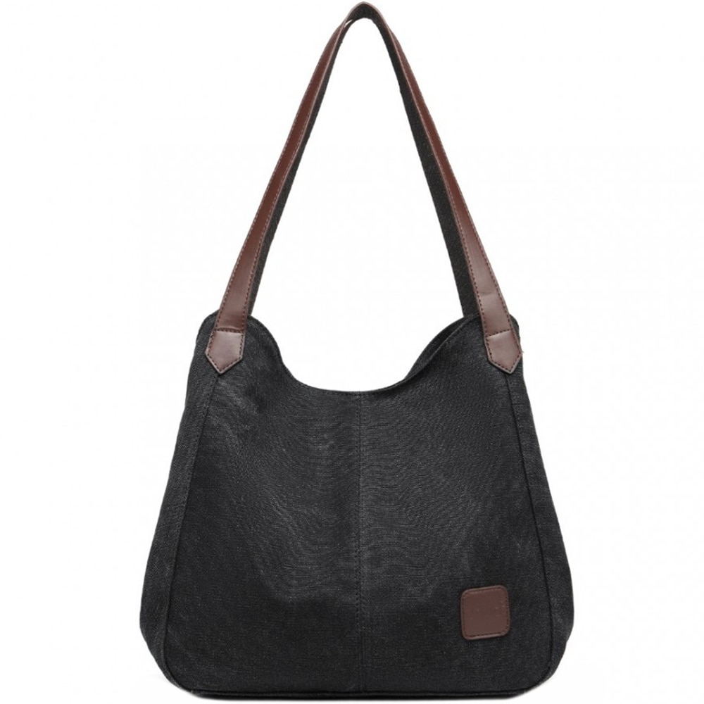 Geanta de umar pentru femei, Canvas, Kono EB2040LBK Negru - eMAG.ro