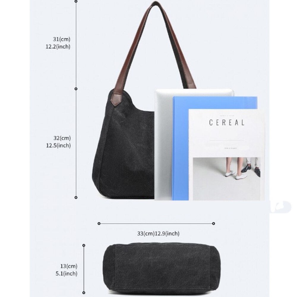 Geanta de umar pentru femei, Canvas, Kono EB2040LBK Negru - eMAG.ro