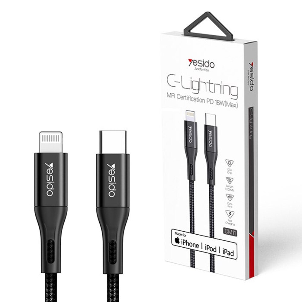 Cablu de date / incarcare USB-C la lightning IP de 1.2m, 18W, 2A ...