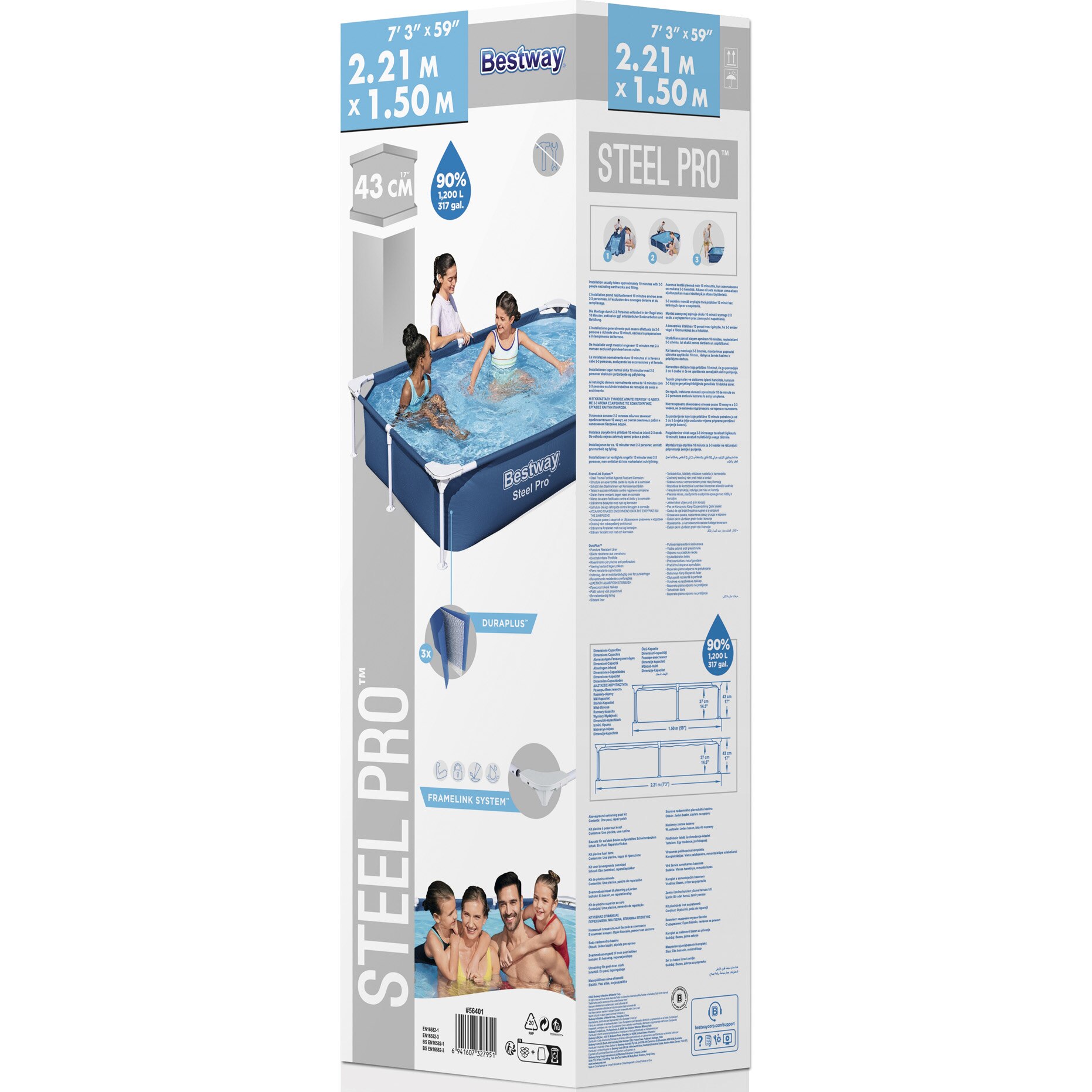 Bestway Steel Pro Medence, 2.21m x 1.5m x 54cm, 1200 liter - eMAG.hu