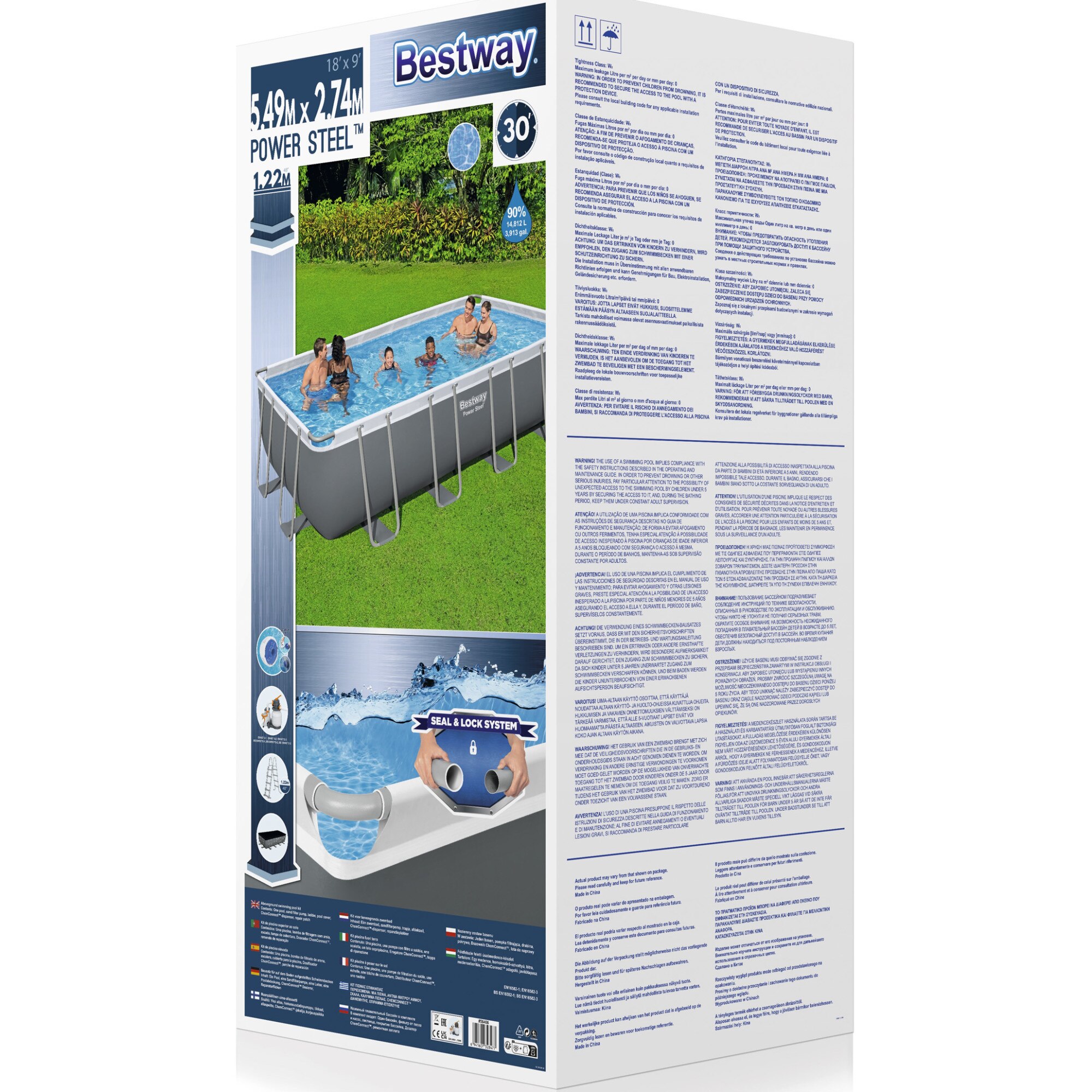 Bestway Power Steel Medence, Homokszűrő rendszer és létra tartozék, 5.49m x 2.74m x 1.22m - eMAG.hu