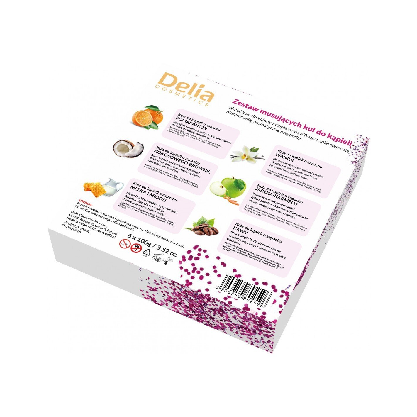 Комплект 6 бомбички за баня, Delia, коледни аромати, 6 х 100 гр - eMAG.bg