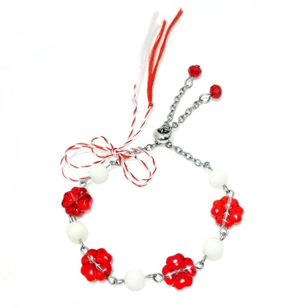 Bratara Crystal4Art, cu coral alb "Trifoiul primaverii" - eMAG.ro