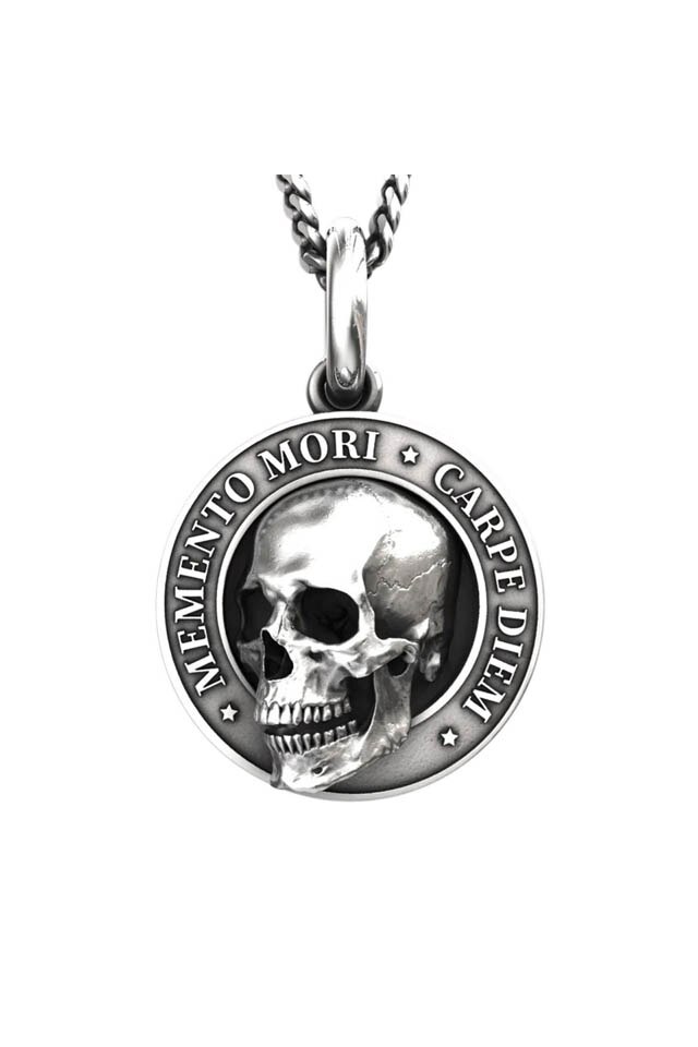 Colier Memento Mori cu carniu, inox, 40 cm - eMAG.ro