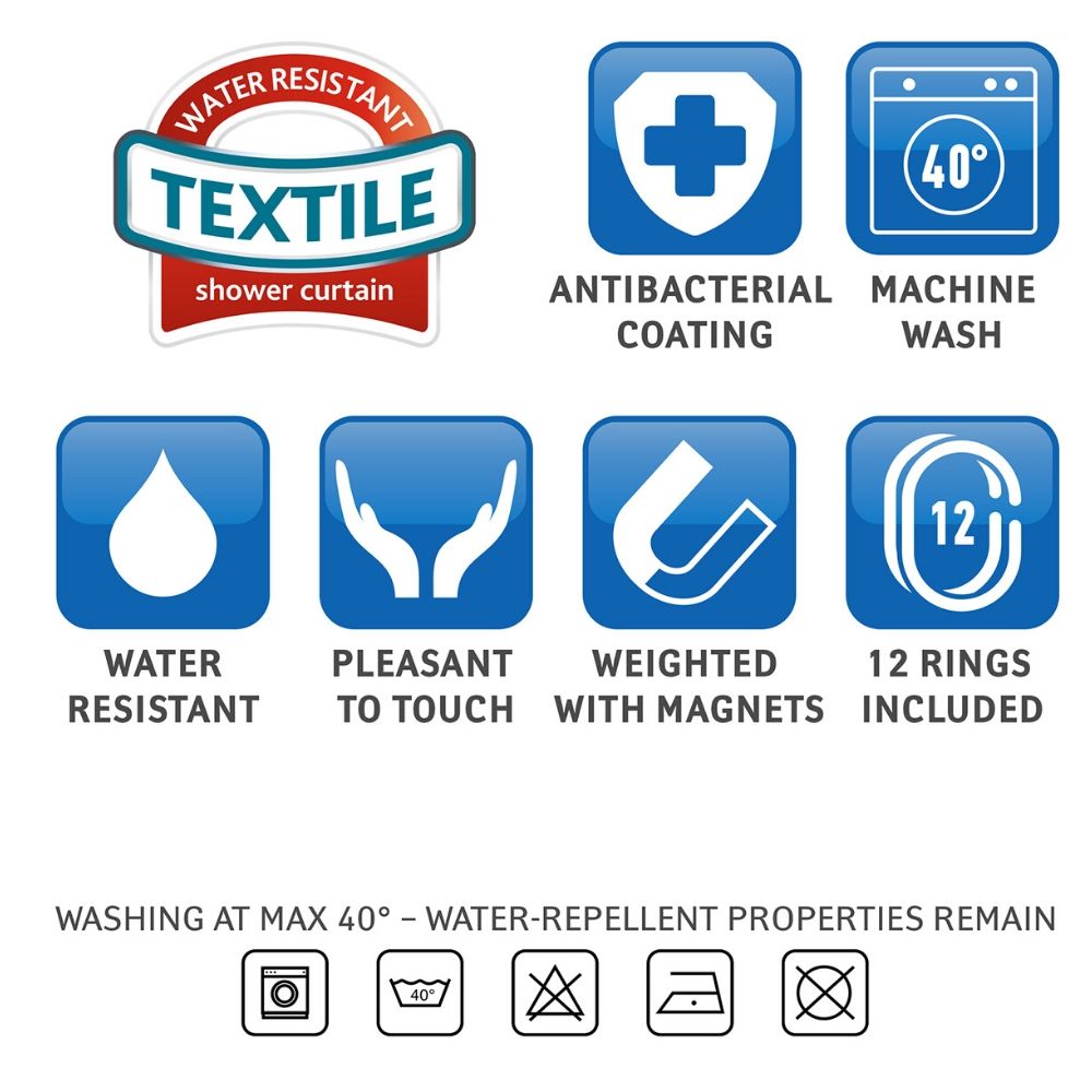 Perdea dus, material textil, rezistenta la apa, antimucegai, 180x180 cm ...