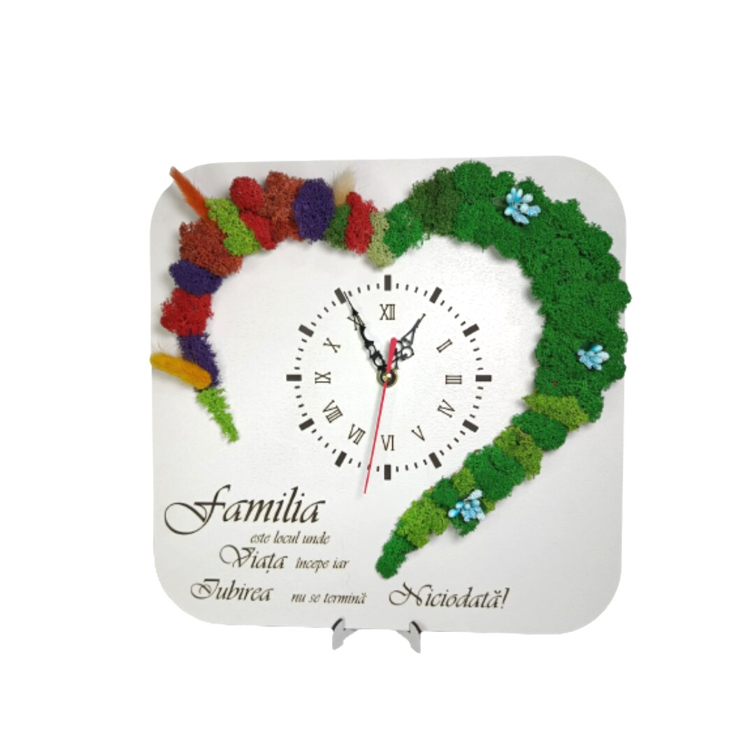 Ceas Inima cu licheni stabilizati, 30cm, Alb - eMAG.ro