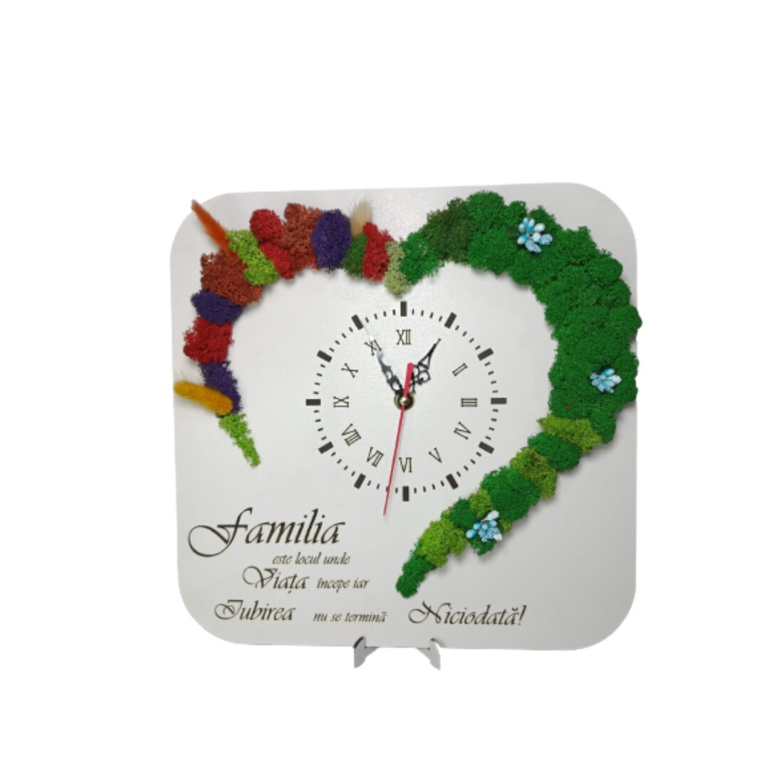 Ceas Inima cu licheni stabilizati, 30cm, Alb - eMAG.ro