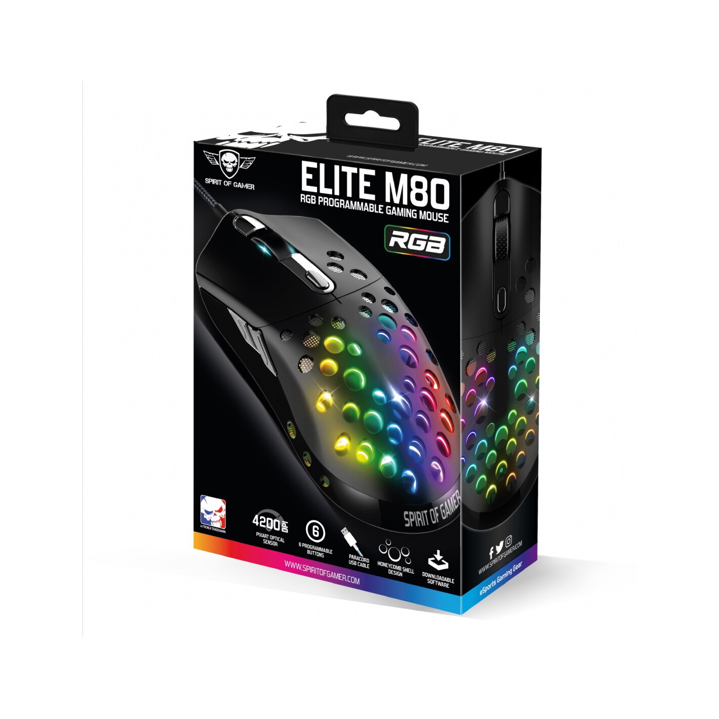 Mouse gaming, Spirit of Gamer, RGB, 4200 DPI, 6 butoane, Negru - eMAG.ro