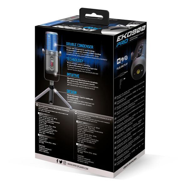 Spirit of Gamer EKO 900 Mikrofon, USB, Kardioid, Omnidirekcionális ...