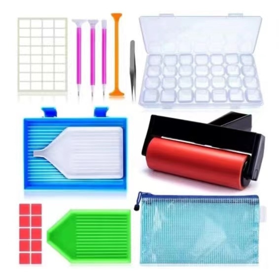 Set de instrumente pentru pictura cu diamante, 22 Piese, Multicolor ...