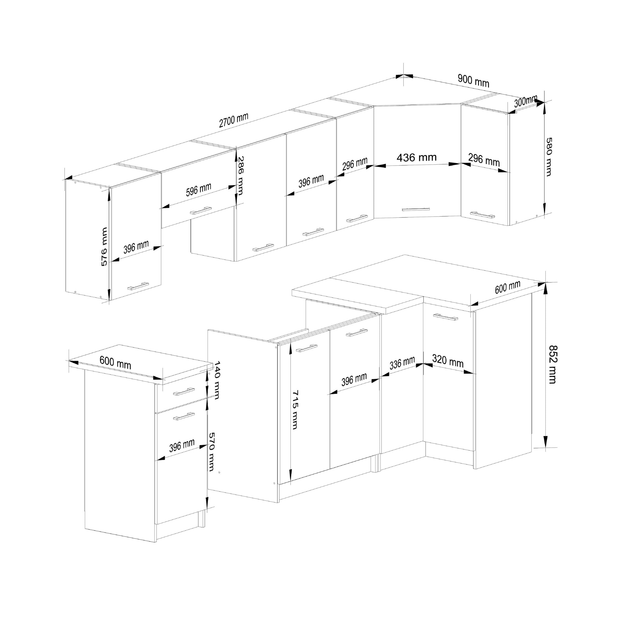 Set mobila de bucatarie, Akord Furniture Factory, PAL, 300 x 46 x 203 ...