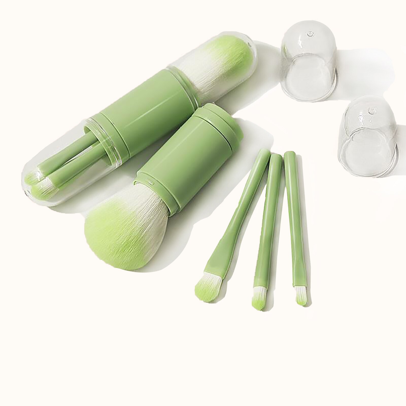 Set pensule machiaj, POMAMZ, 4in1, Par sintetic, Verde - eMAG.ro