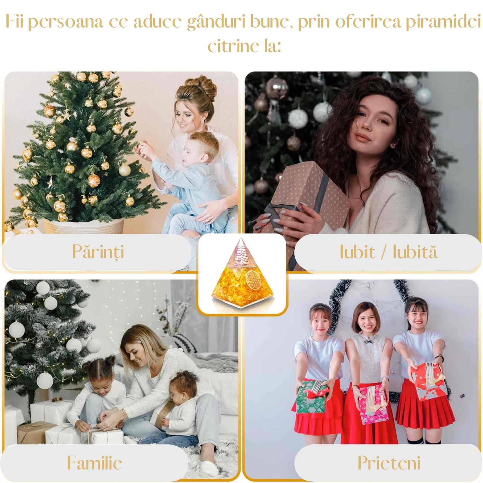 Piramida Orgonica cu Citrin si simbolul floarea vietii 8 cm – pentru ...