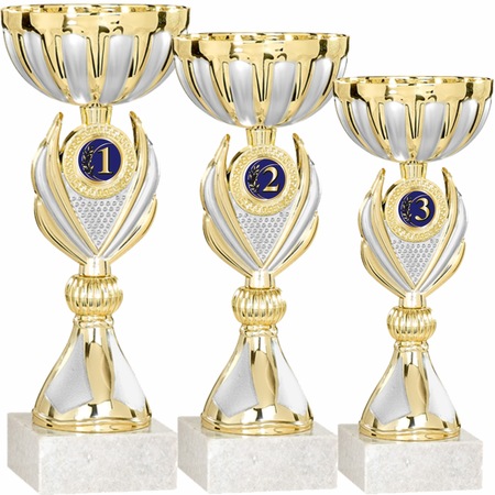 Set 3 Cupe Podium - Locul 1, 2, 3, Metal, Plastic, Marmura, 32, 30, 25 ...