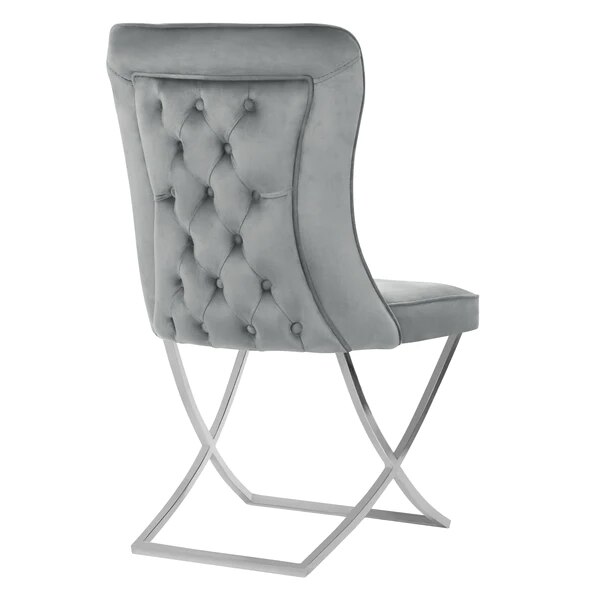 Scaun deluxe X-metal argintiu, catifea gri - eMAG.ro