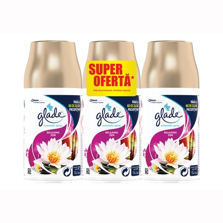 Pachet rezerve odorizant aer cu actiune continua pentru camera Glade Automatic Spray, Relaxing ...