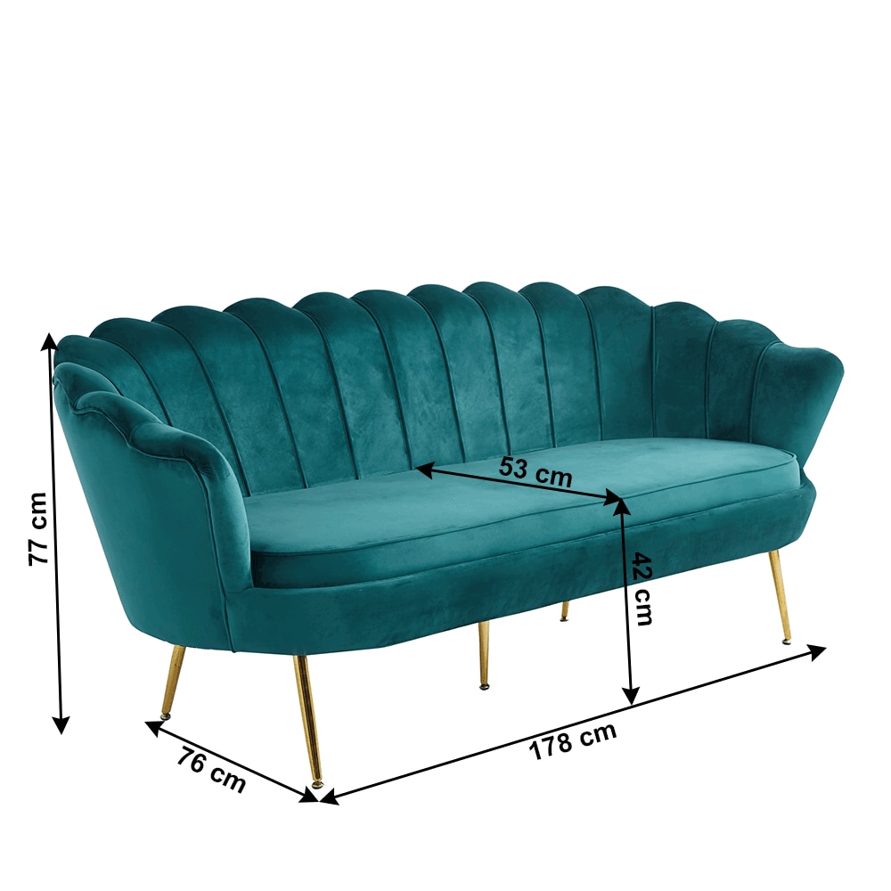 Диван Decorer, зелено кадифе, 178x76x77 см - eMAG.bg