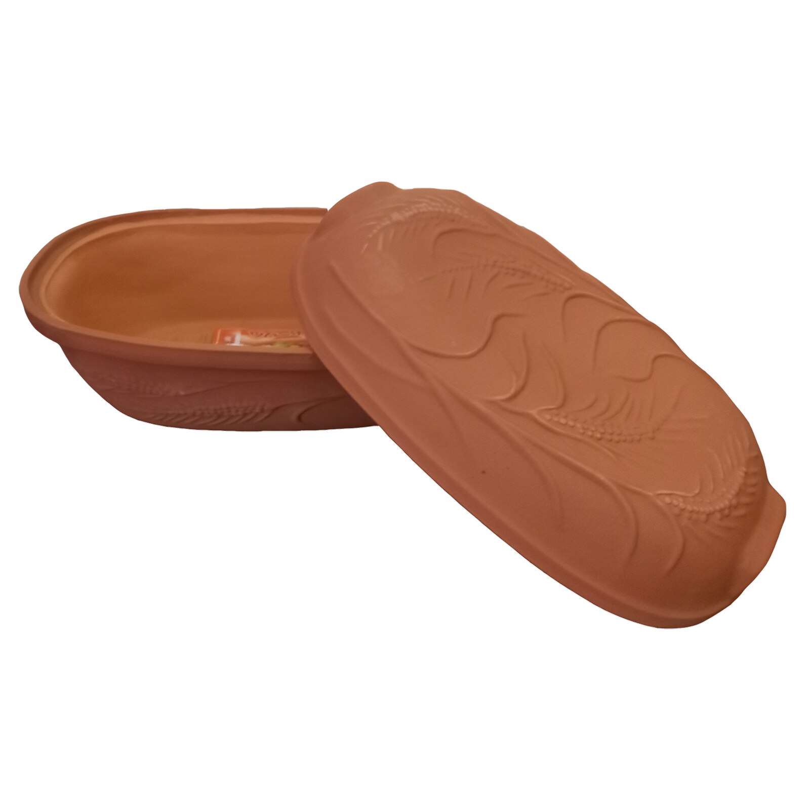 Vas din Lut pentru Sarmale, cu Capac, Model Spic de grau, 36x26 cm, 4 l ...