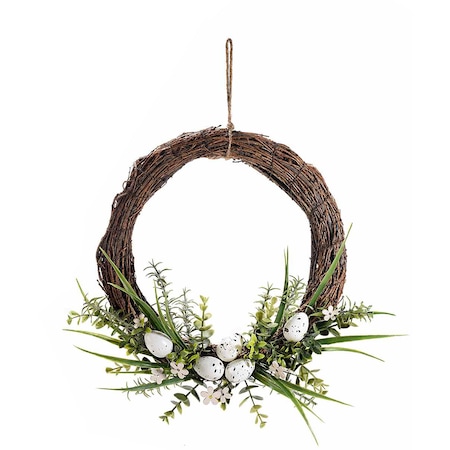 Coronita Paste lemn decorata cu oua albe 31 cm - eMAG.ro