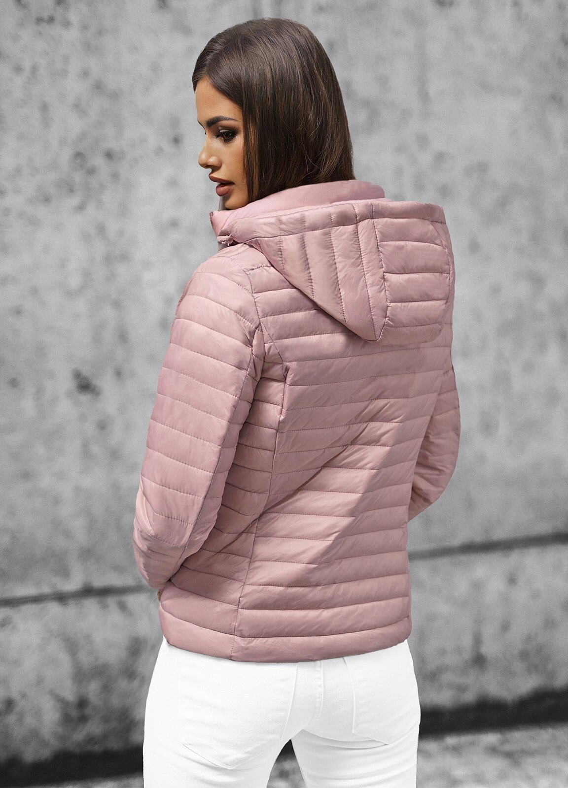 Geaca de femei roz pudra OZONEE O/H117 L - eMAG.ro