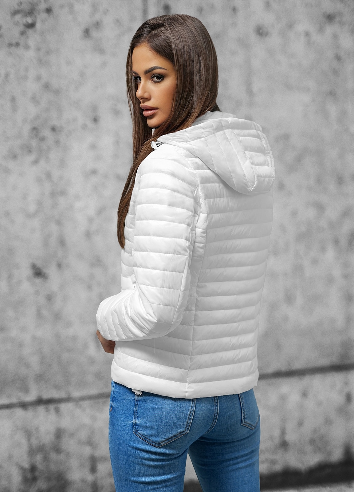 Geaca de femei alba OZONEE O/H117 L - eMAG.ro