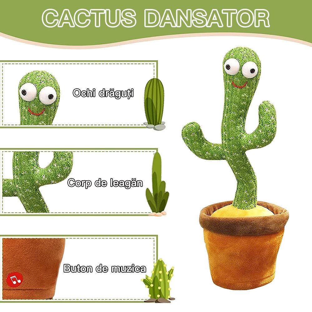 Jucarie Interactiva bopo Cactus dansator cu 50 melodii pentru copii ...
