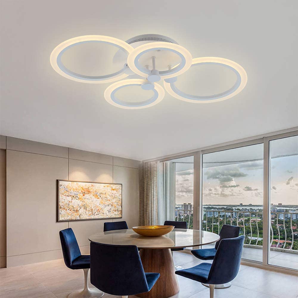 Lustra led cercuri cu telecomanda 56W cu 4 brate 3 culori 580mm x 90mm ...