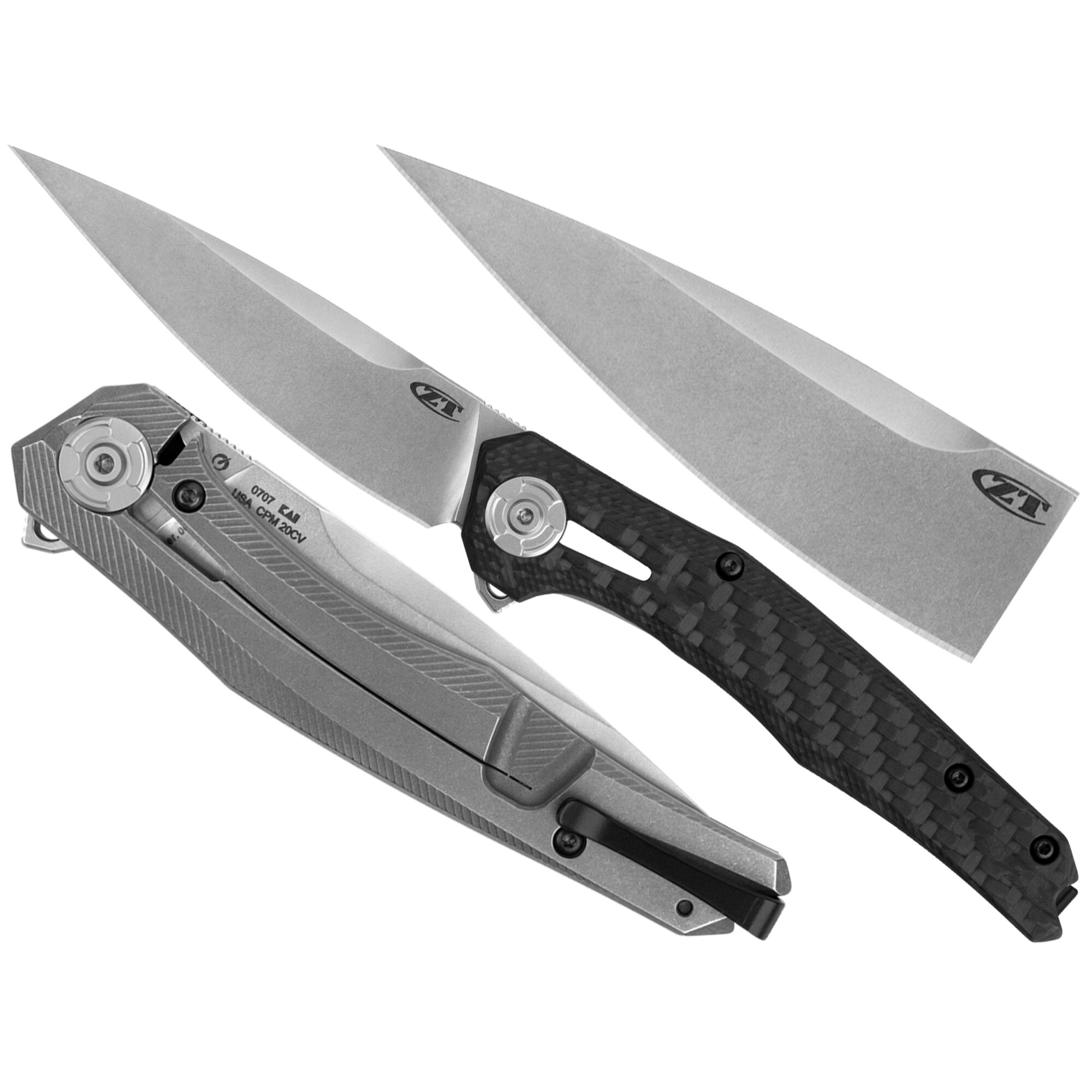 Cutit pliabil ZT 0707, Zero Tolerance, Inox/Titan/Fibra de carbon, 210 ...