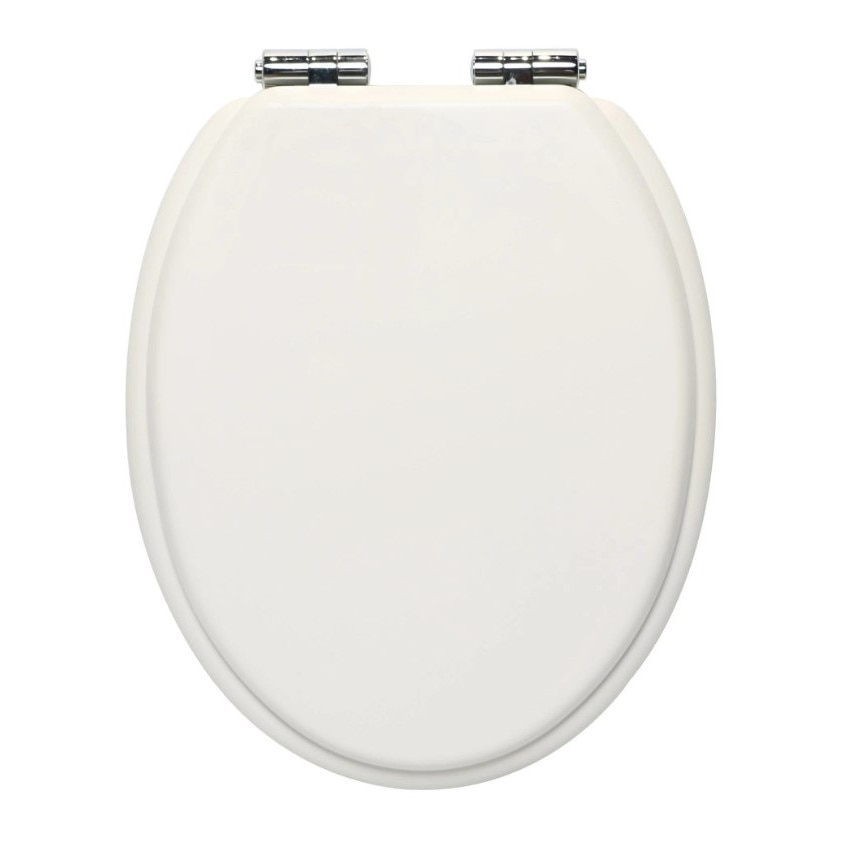 Capac WC Essential, inchidere lenta, balamale inox, din MDF, alb mat ...