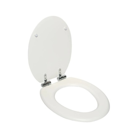 Capac WC Essential, inchidere lenta, balamale inox, din MDF, alb mat ...