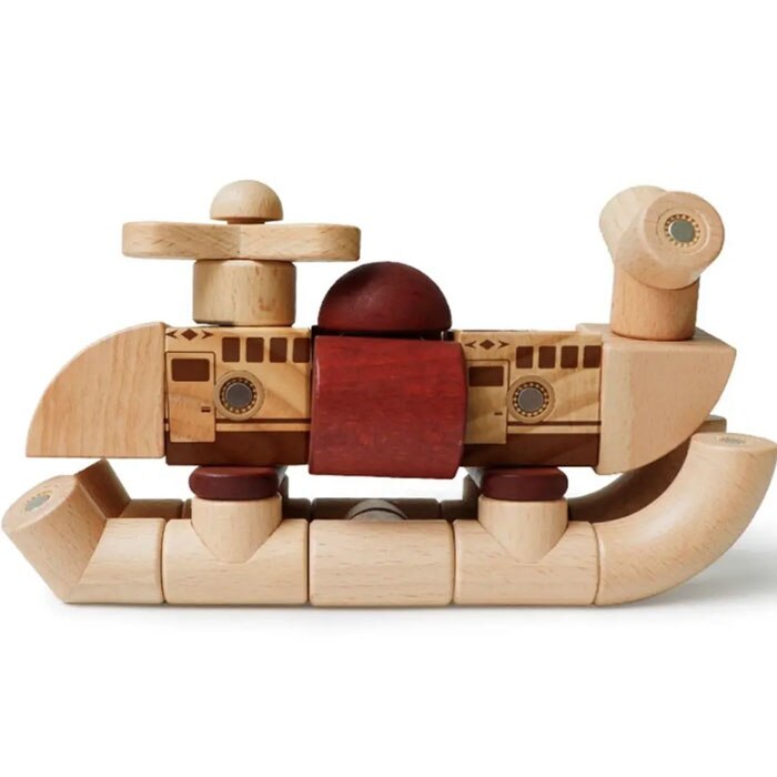 Joc de constructie magnetic, MAGPLAYER, din lemn, 42 piese - eMAG.ro