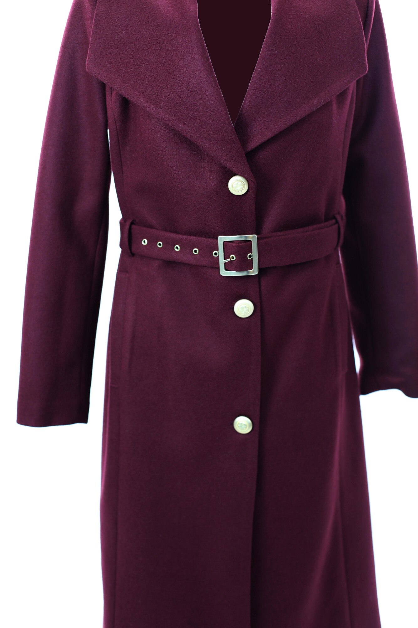 Palton din lana DELPHINA, visiniu - 44 - eMAG.ro