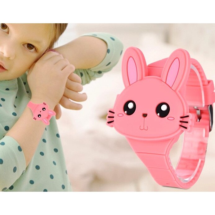 Ceas iepure pentru copii, LED, Silicon, Roz - eMAG.ro