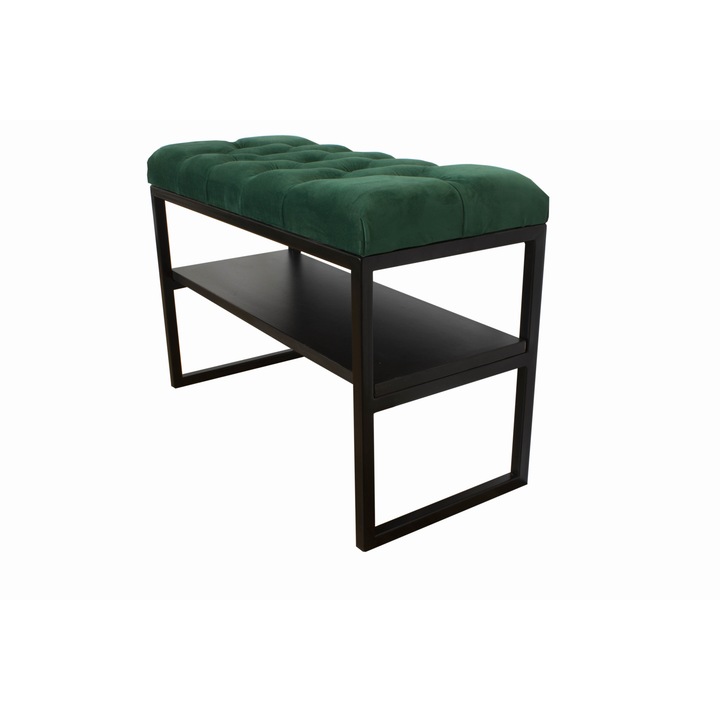 Pantofar tip bancuta tapitata, 70x32x46 cm, cadru metalic simplu negru ...