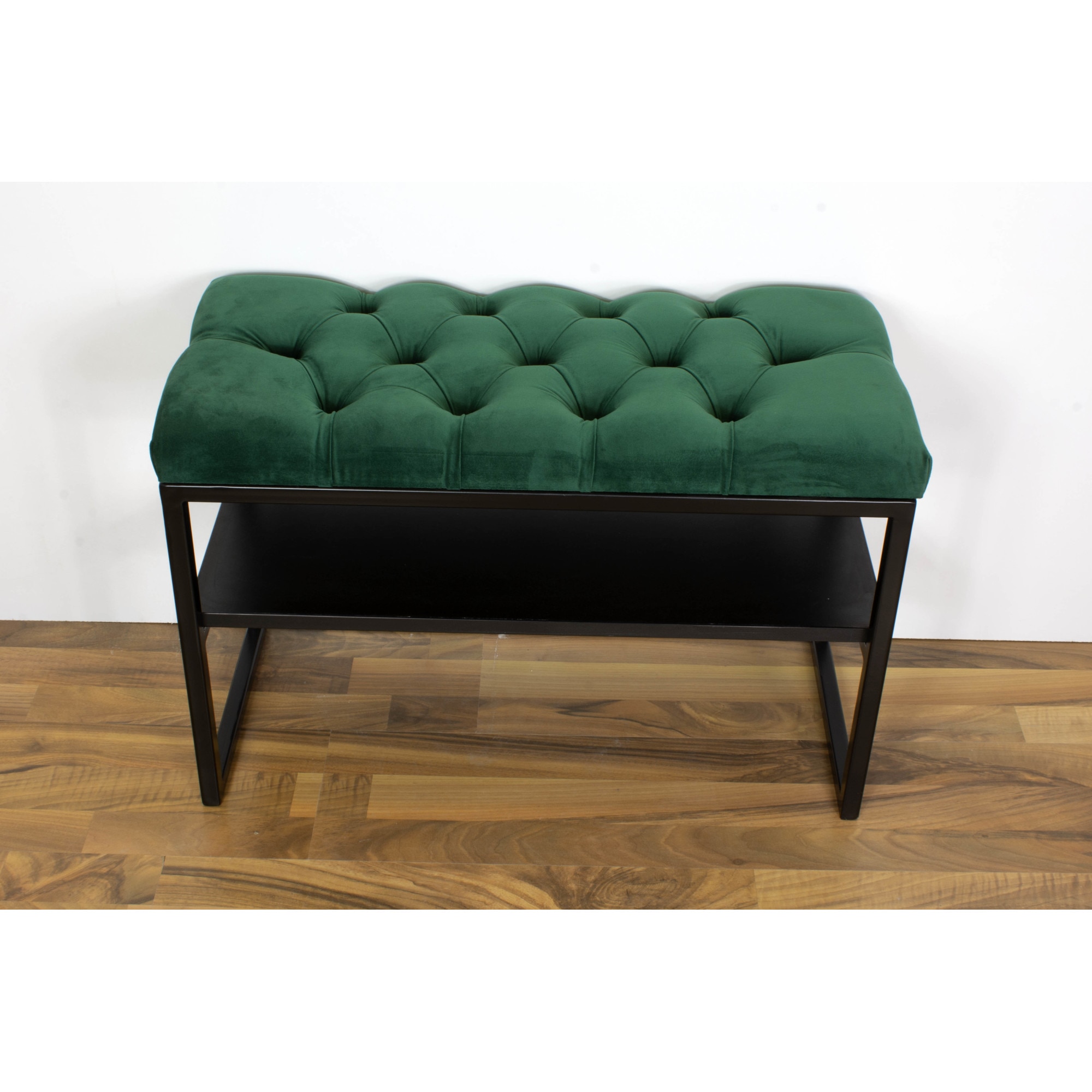 Pantofar tip bancuta tapitata, 70x32x46 cm, cadru metalic simplu negru ...