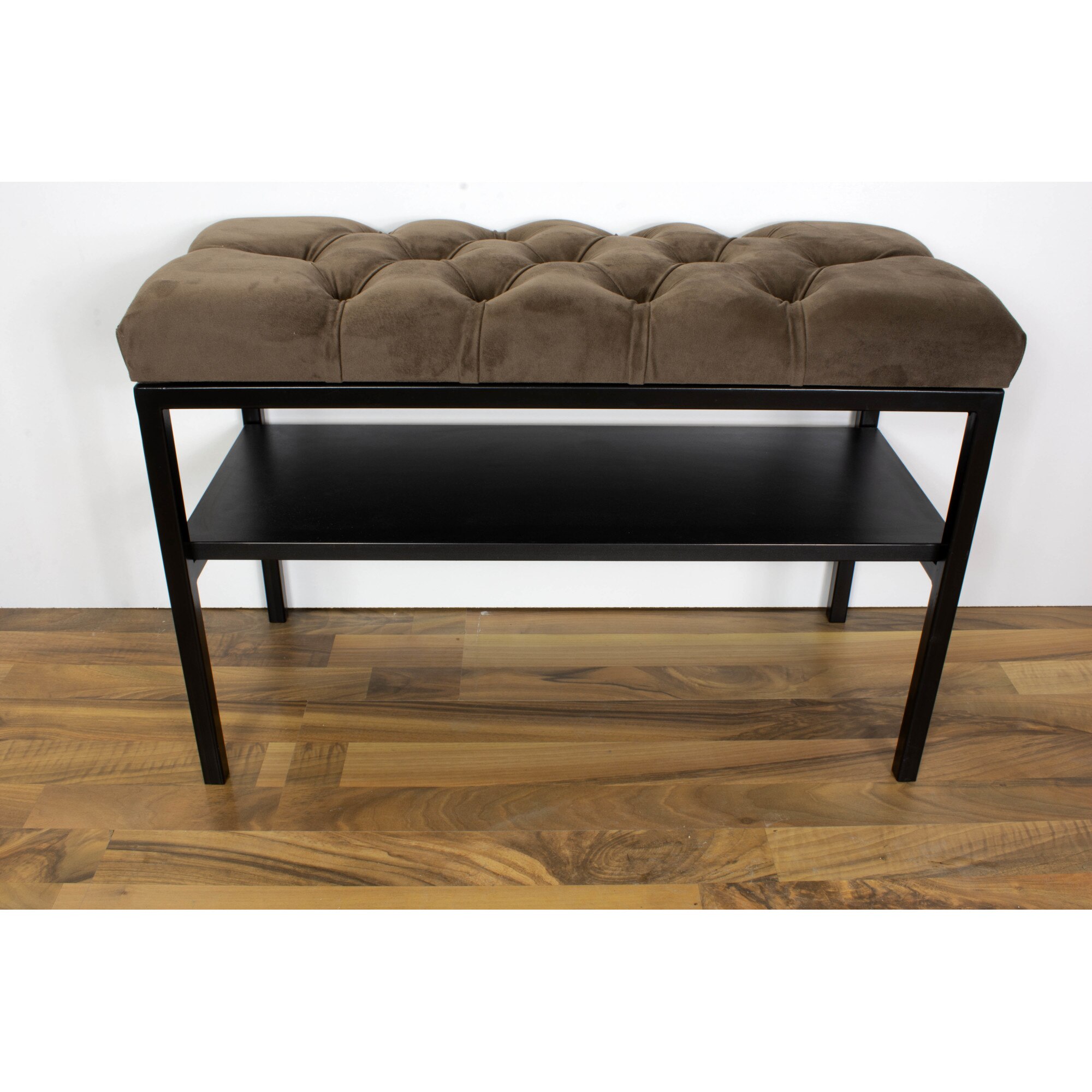 Pantofar tip bancuta tapitata, 70x32x46 cm, cadru metalic simplu negru ...