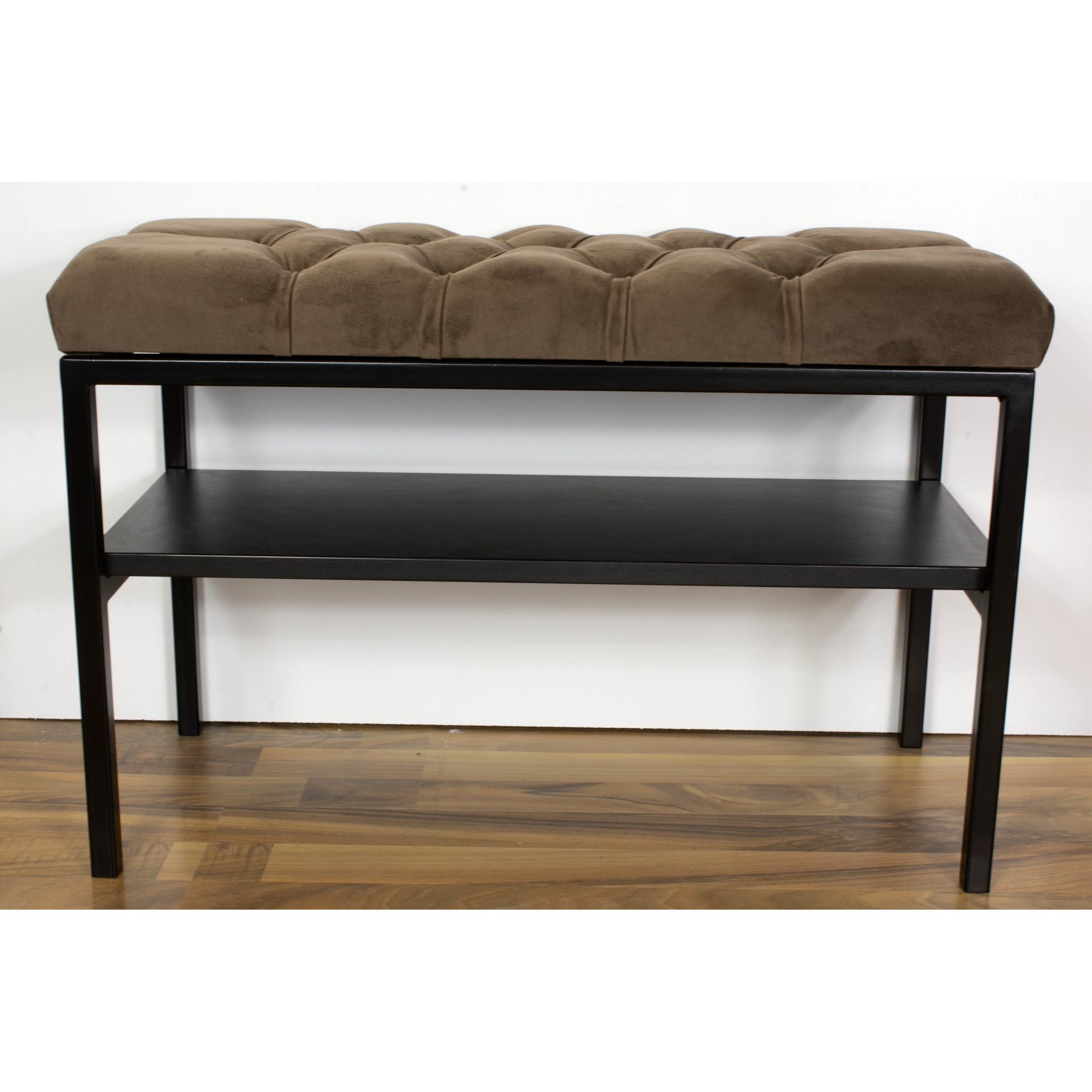 Pantofar tip bancuta tapitata, 70x32x46 cm, cadru metalic simplu negru ...