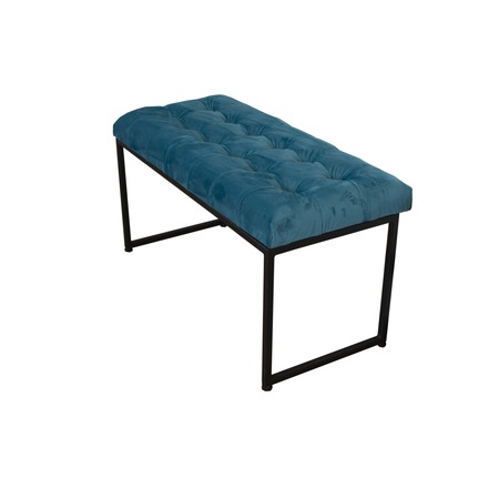 Pantofar tip bancuta tapitata, 70x32x46 cm, cadru metalic simplu negru ...