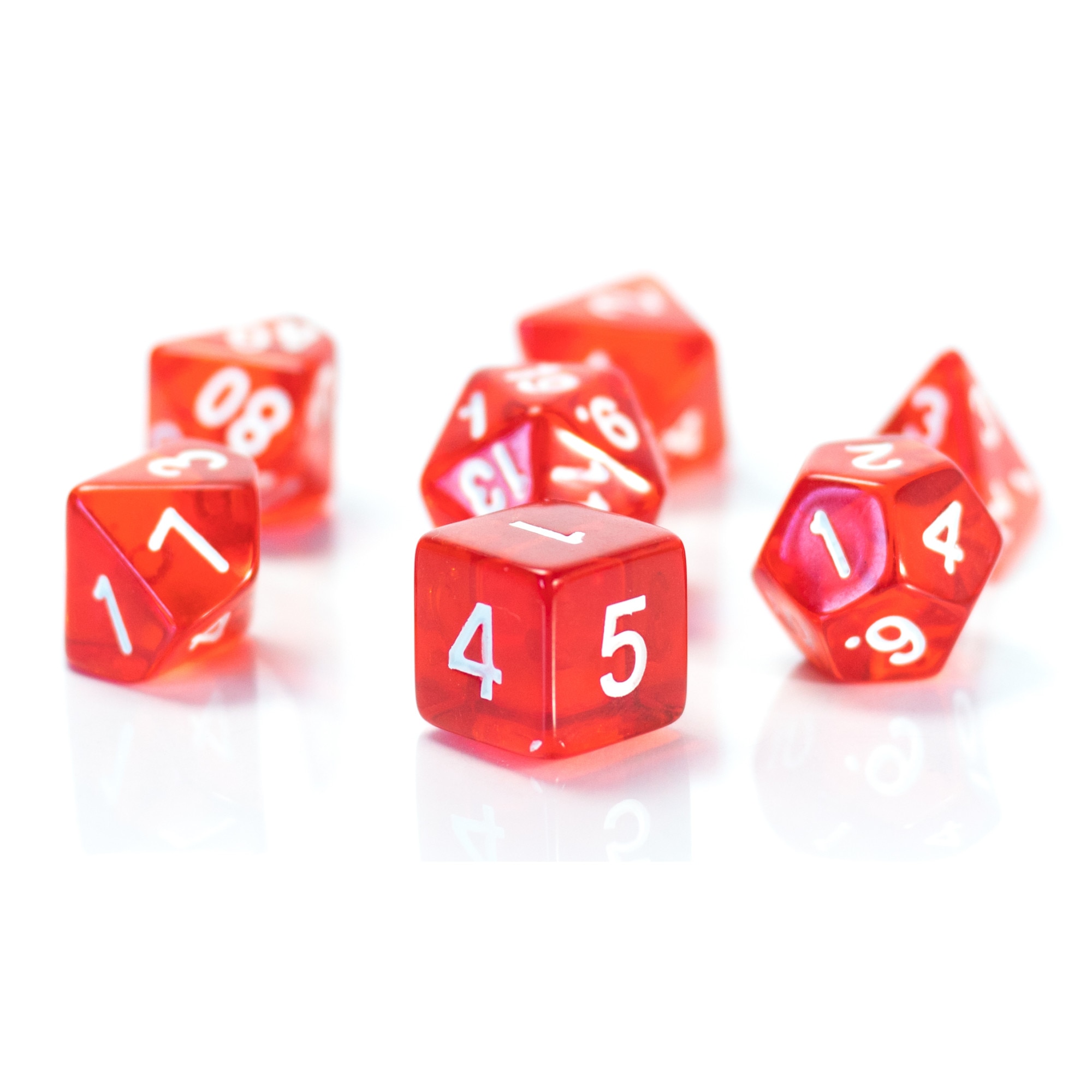 Set 7 zaruri de joc Sunburst, Acrilic, Rosu - eMAG.ro