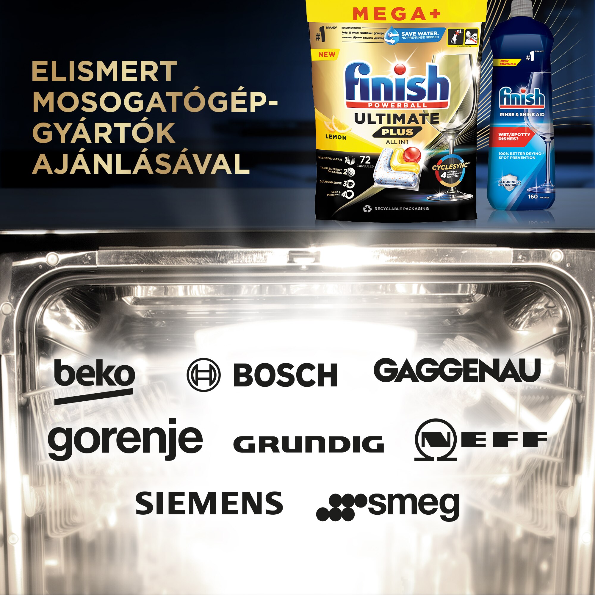 Finish Ultimate Plus All in 1 mosogatógép-kapszula, Lemon, 90 db - eMAG.hu